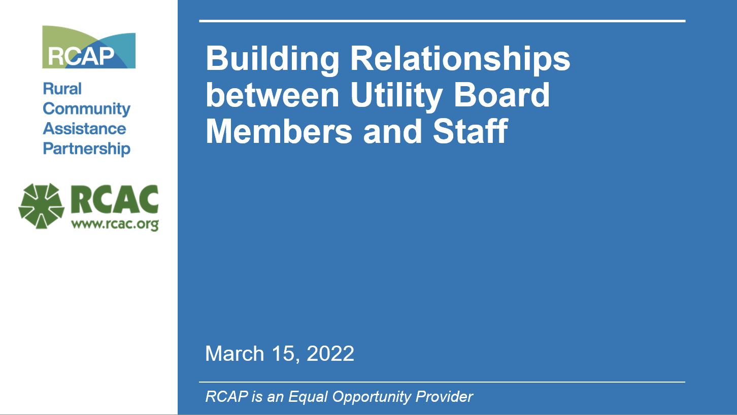 RCAC and RCAP webinar focuses on relations between utility boards ...